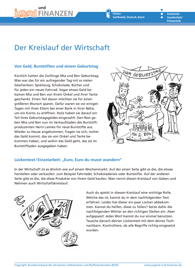 Unterrichtsmaterial: Jugend und Finanzen - Primarstufe Unterrichtsmaterial: Jugend und Finanzen - Primarstufe