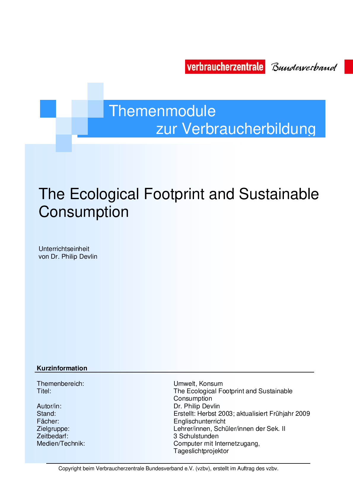 Ecological Footprint and Sustainable Consumption