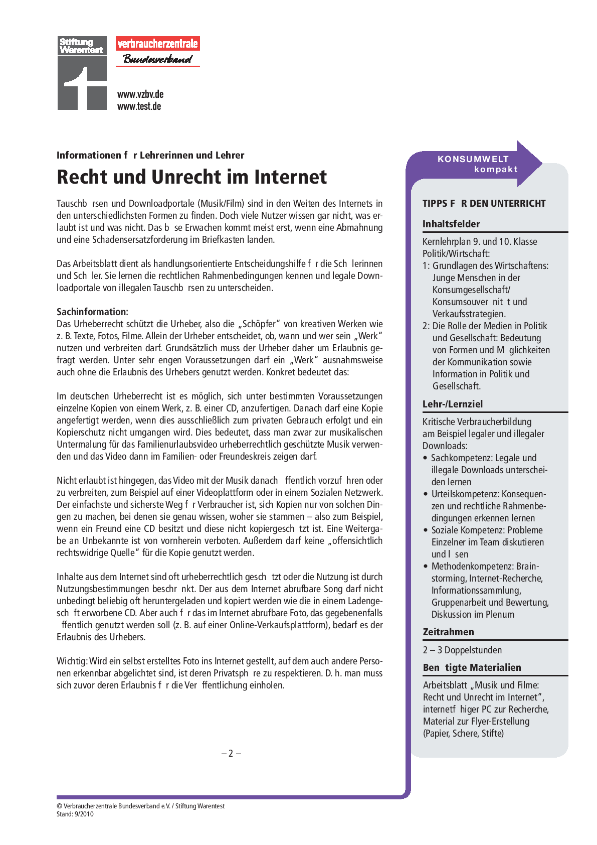 Konsumwelt kompakt: Recht und Unrecht im Internet | Verbraucherbildung.de
