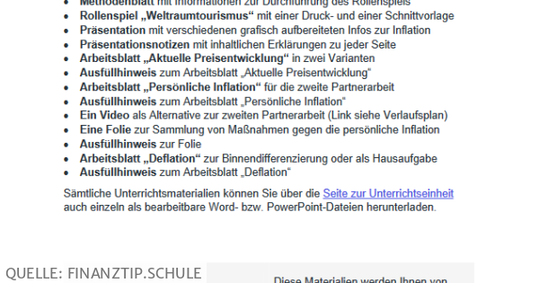 Unterrichtsmaterial: Inflation